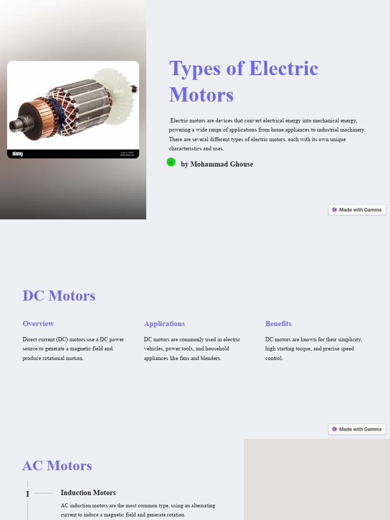 Types of Electric Motors | PDF | Electric Motor | Electrical Engineering