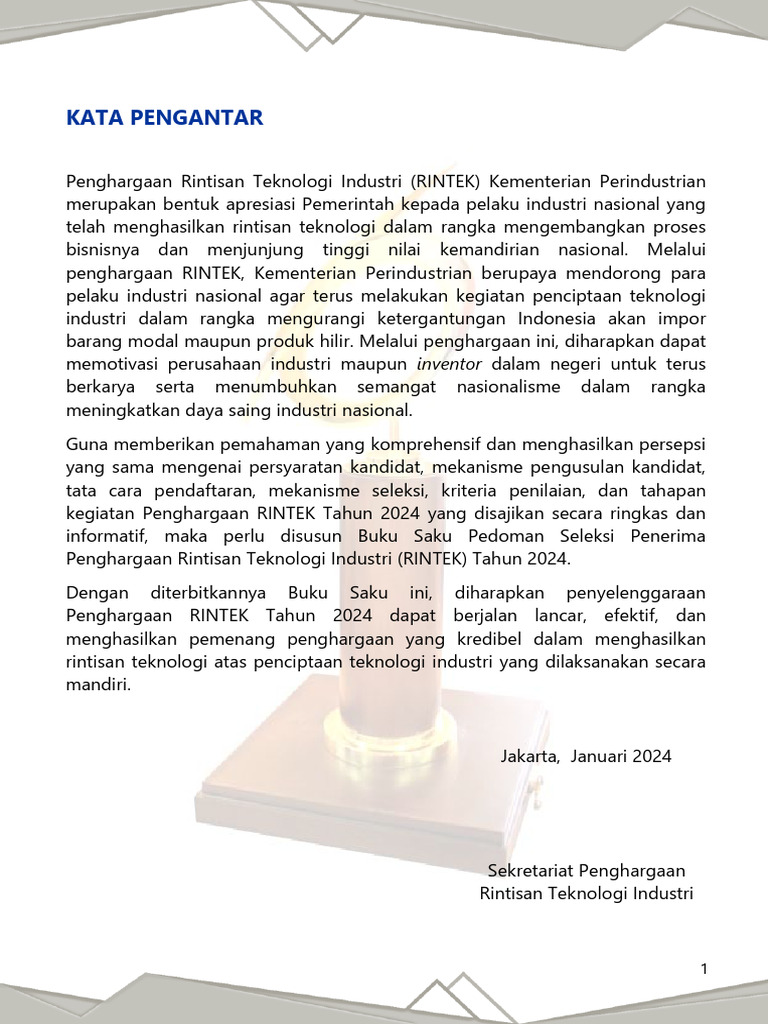 Panduan Penghargaan RINTEK 2024 | PDF | Teknologi & Rekayasa