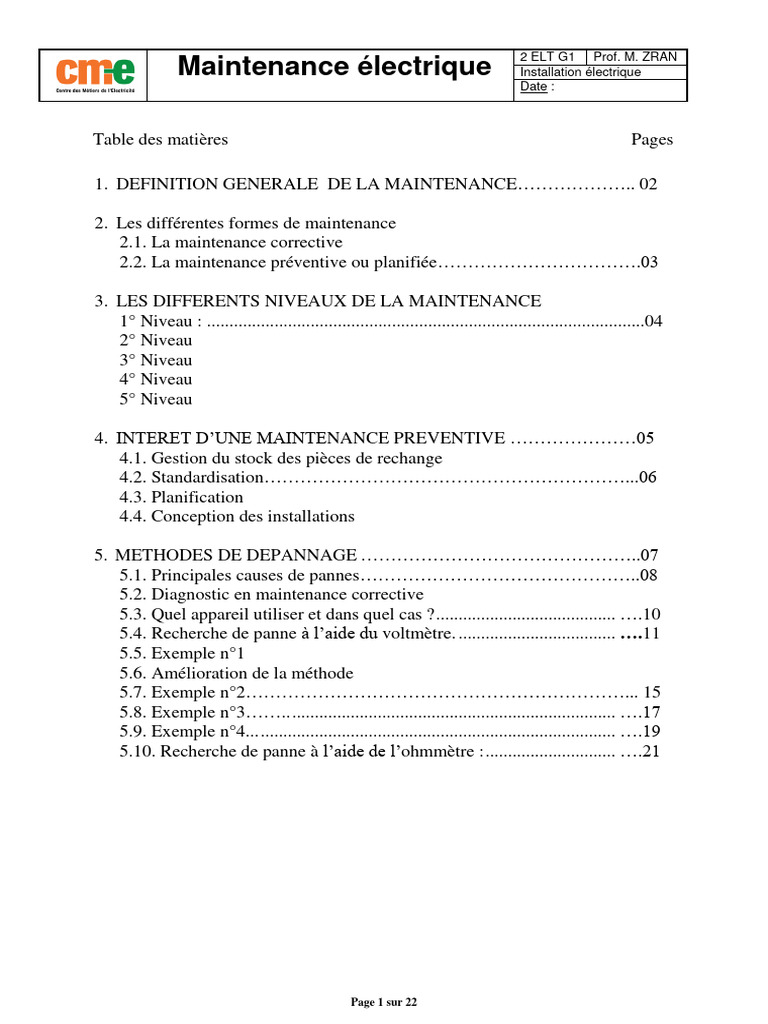Maintenance Électrique : Guide Complet | PDF | Tension électrique ...