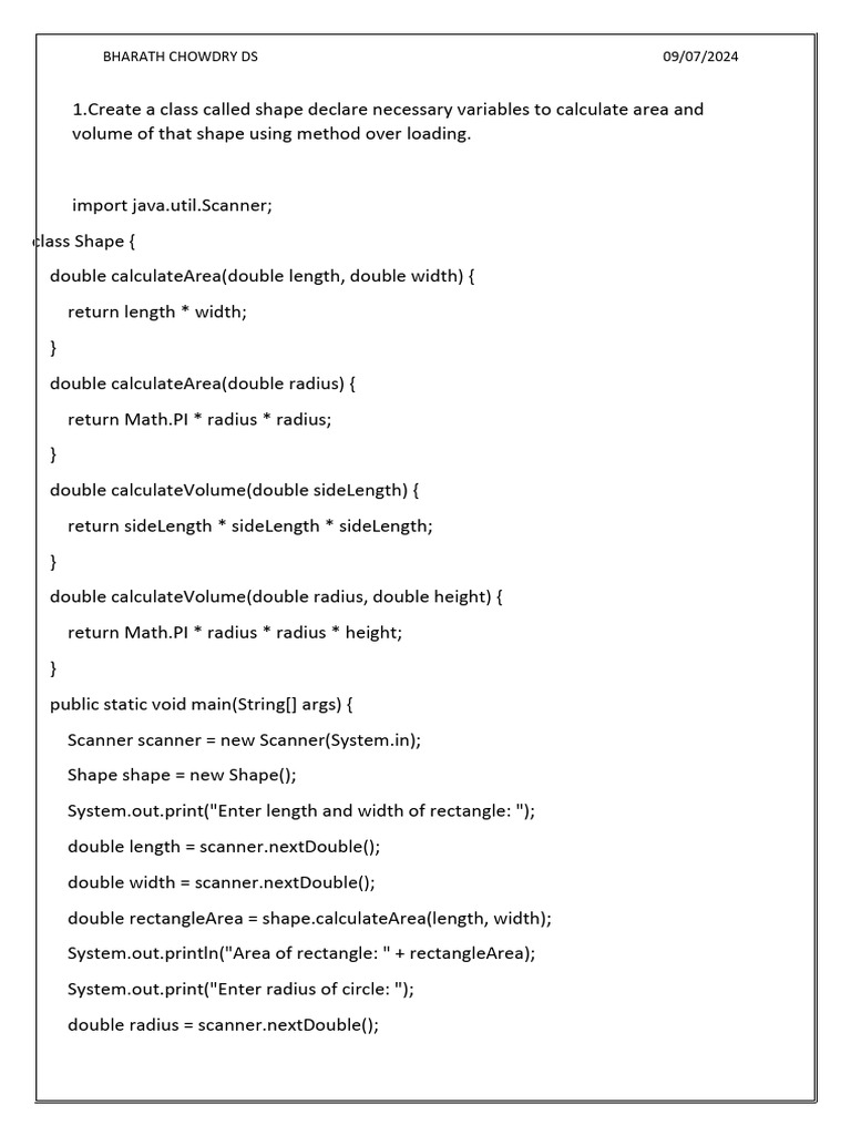 Jav Assignment | PDF | Area | Length