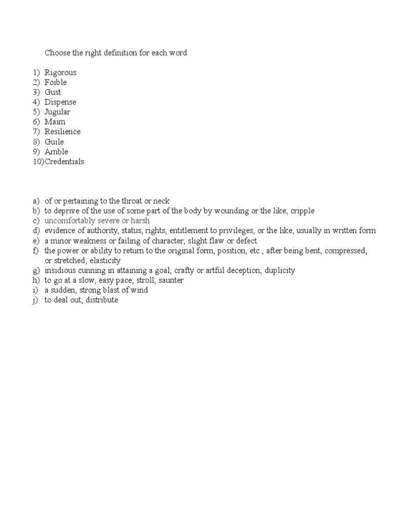 Word Definitions and Meanings Guide | PDF