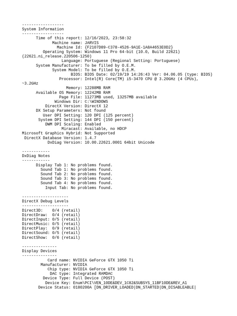 Suporte Rockstar Games DxDiag | PDF | Device Driver | Computer Hardware