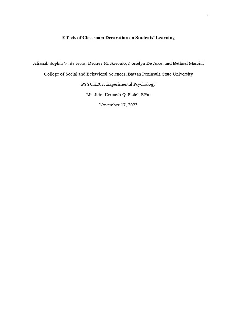 Research Paper Sample | PDF | Classroom | Learning