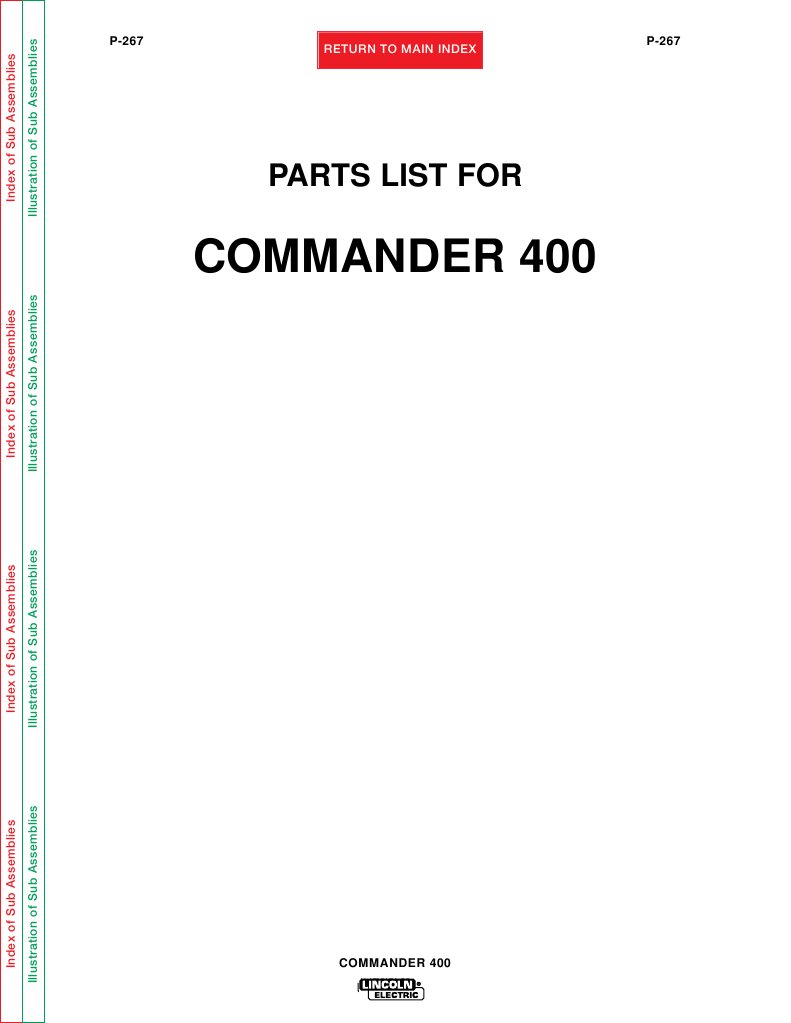Commander 400: Parts List For | PDF | Screw | Electrical Connector