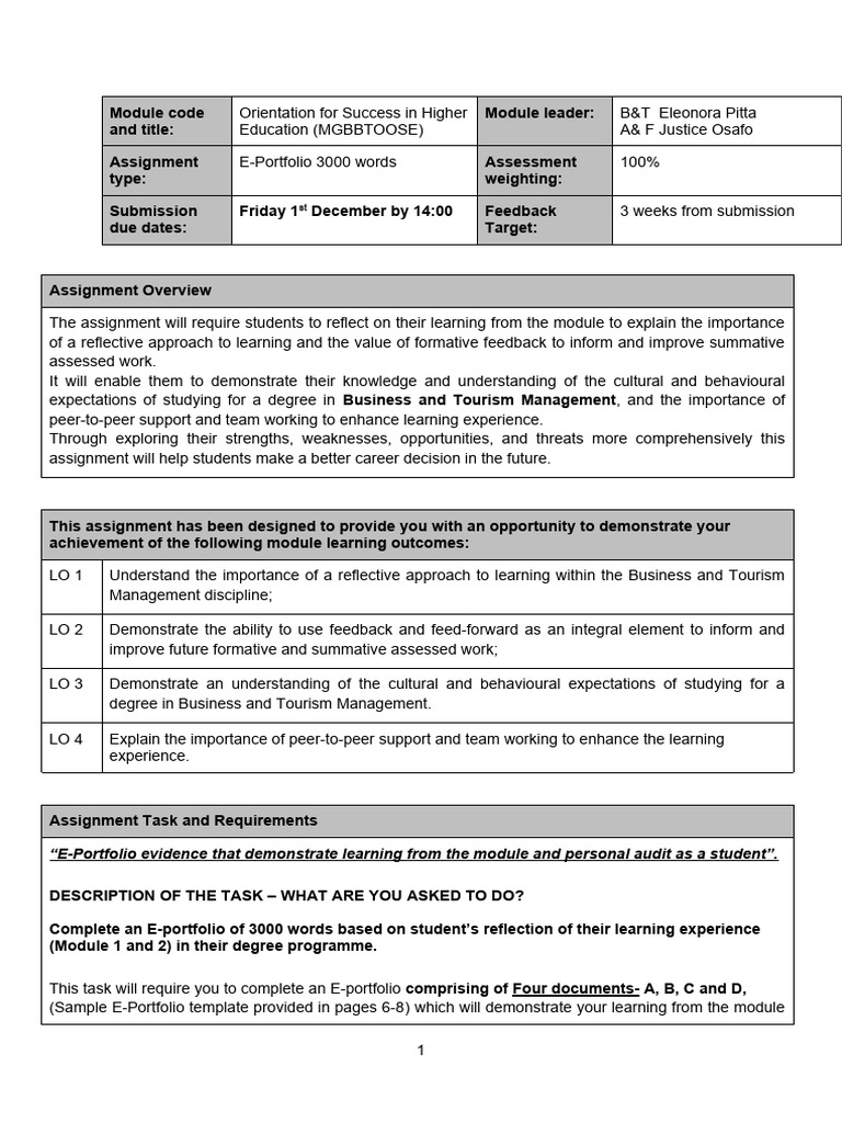 BTM - Assignment Brief and Guide Module 2 - OSHE - Assessment - 3000 Word June 2023 | PDF | Swot ...