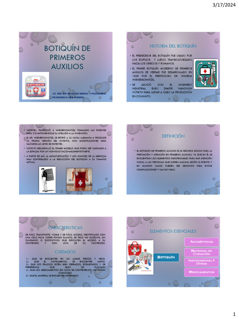 Botiquin de Primeros Auxilios | PDF | Primeros auxilios | Especialidades Medicas