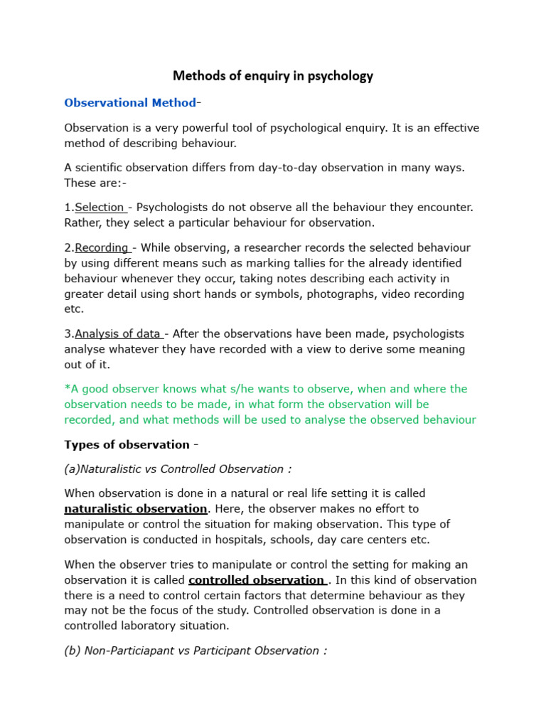 Methods of Enquiry | PDF | Experiment | Observation