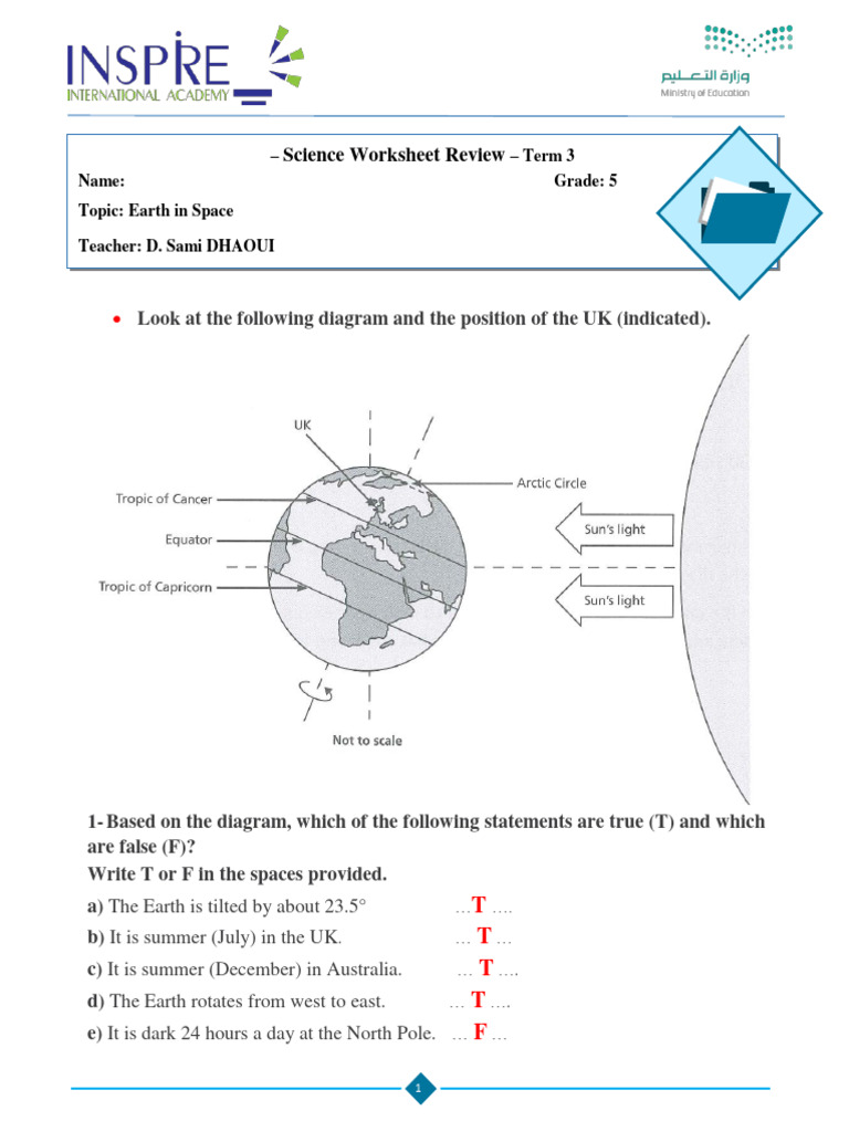 Earth and Space Science Worksheet | PDF | Moon | Impact Crater