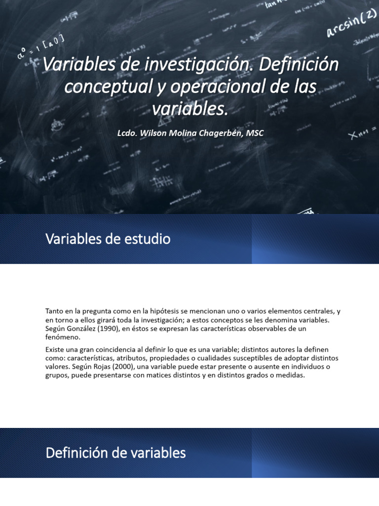 Variables de Investigación. Definición Conceptual y Operacional de Las ...