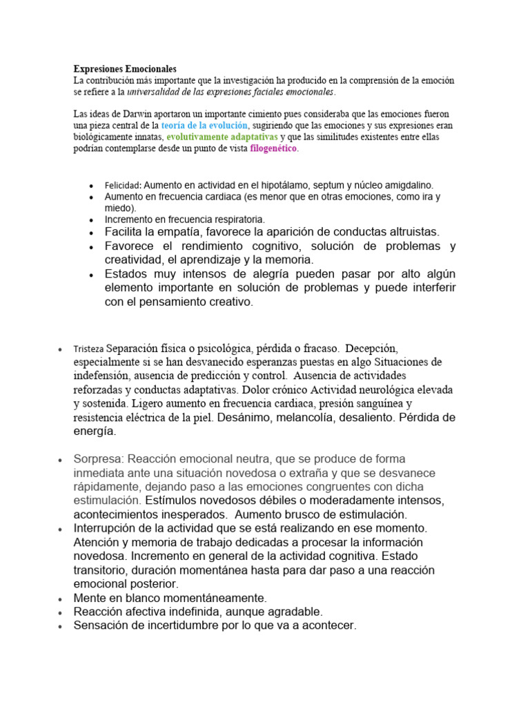 Expresiones Emocionales | PDF | Las emociones | Sicología
