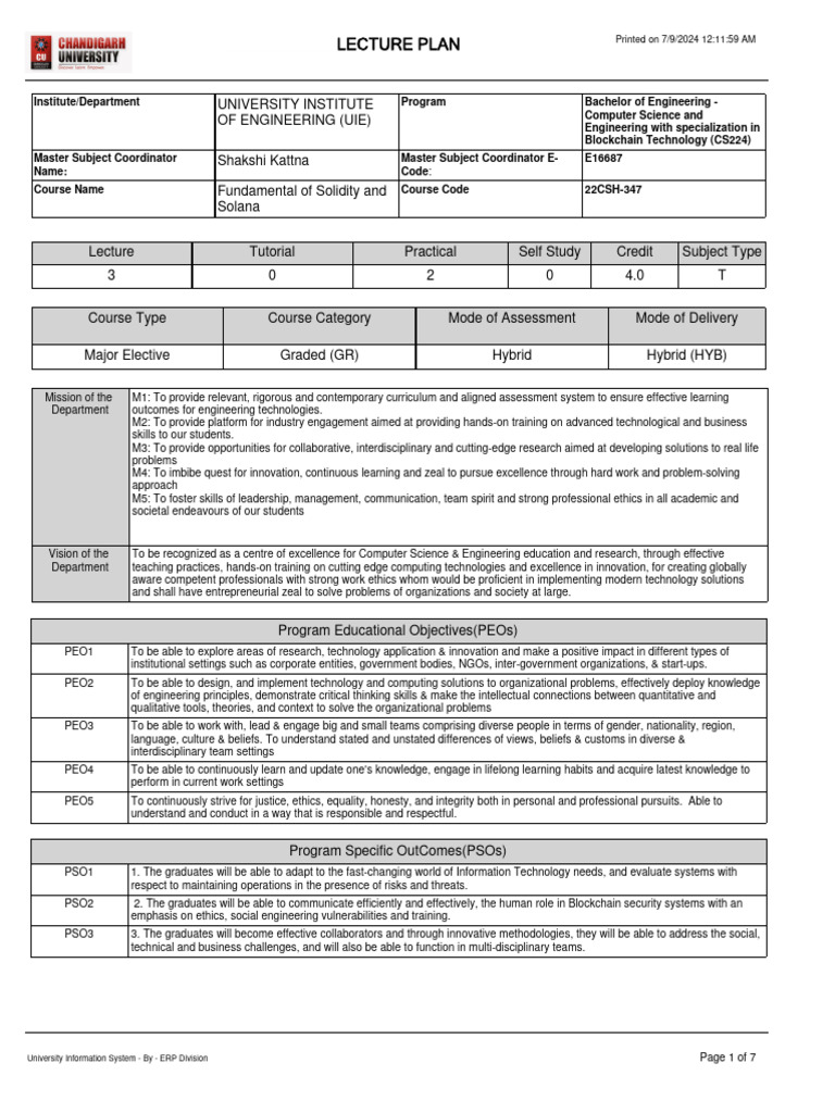 Program Educational Objectives for CS Engineering | PDF | Engineering