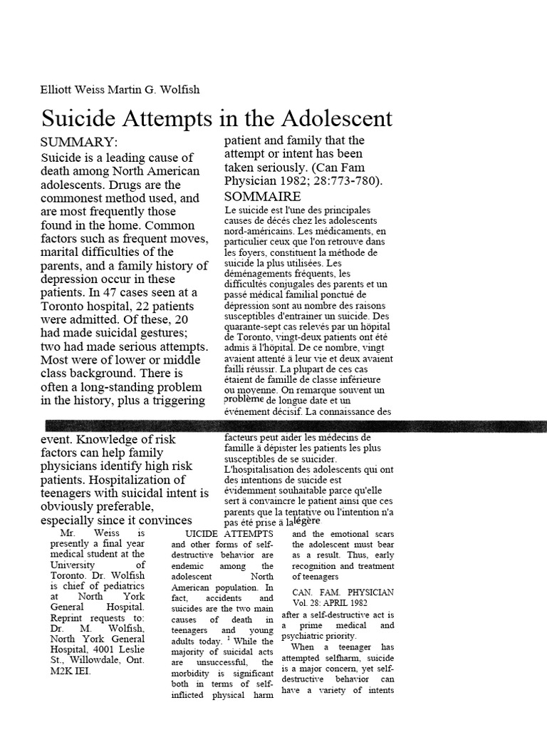 Suicidio Canfamphys00242 0199 | PDF | Adolescence | Suicide
