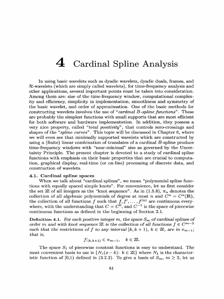 4 Cardinal Spline Analysis 1992 Wavelet Analysis and Its Applications | PDF | Spline ...
