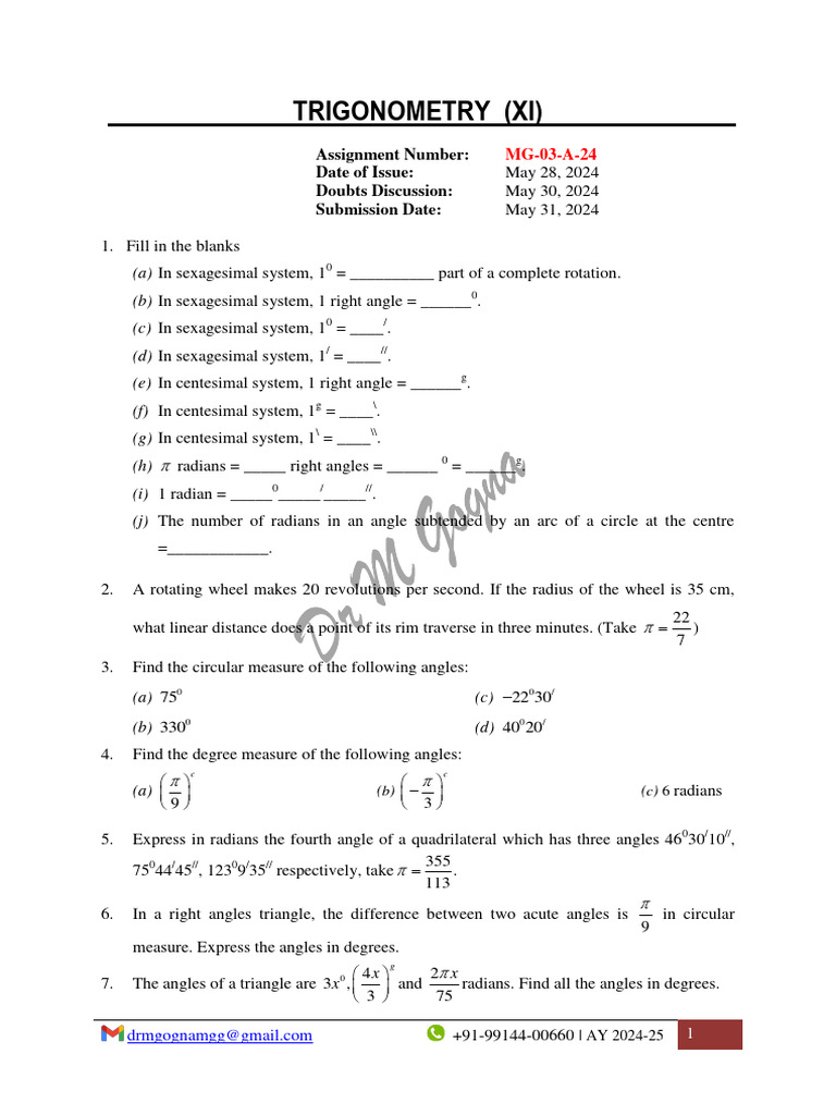 Trigonometry - 3a | PDF | Angle | Triangle