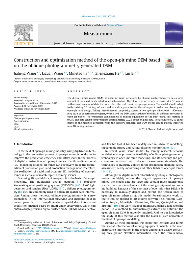 Construction and Optimization Method of The Open-Pit Mine DEM Based On The Oblique ...