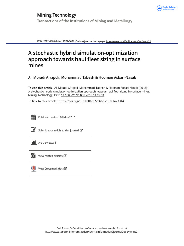 A Stochastic Hybrid Simulation-Optimization Approach Towards Haul Fleet ... A Stochastic Hybrid Simulation-Optimization Approach Towards Haul Fleet ...