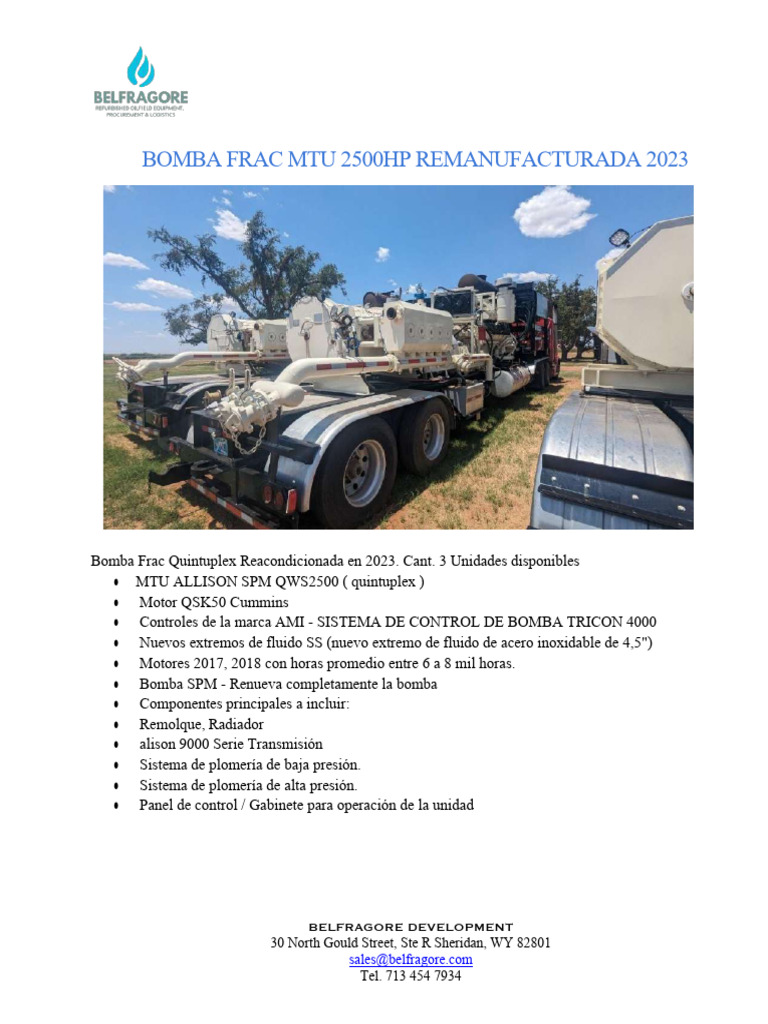 BF Frac Pump 2500HP MTU ESP - Compressed - 231208 - 125100 | PDF ...