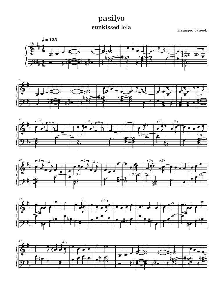 Pasilyo Piano Sheet Music | PDF