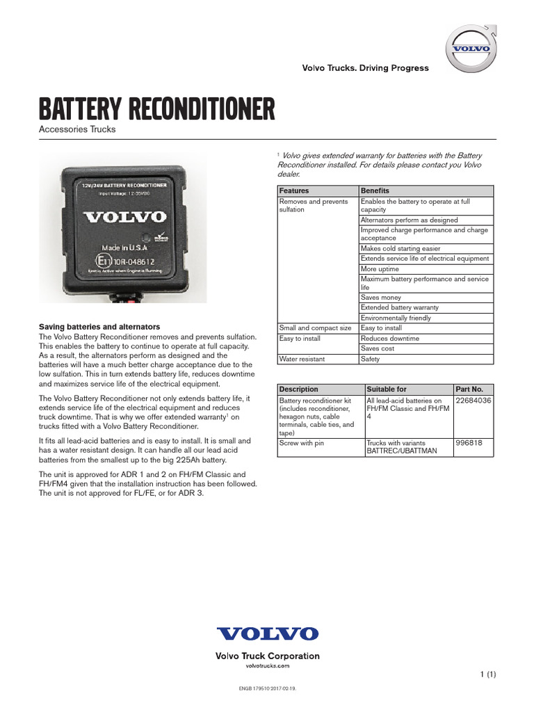Volvo Battery Conditioner | PDF | Electric Power | Electricity