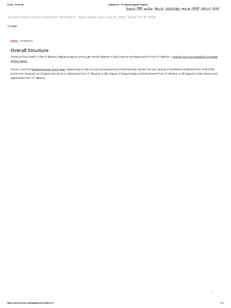 Academics - IIT Madras Degree Program | PDF | Career & Growth | Finance ...