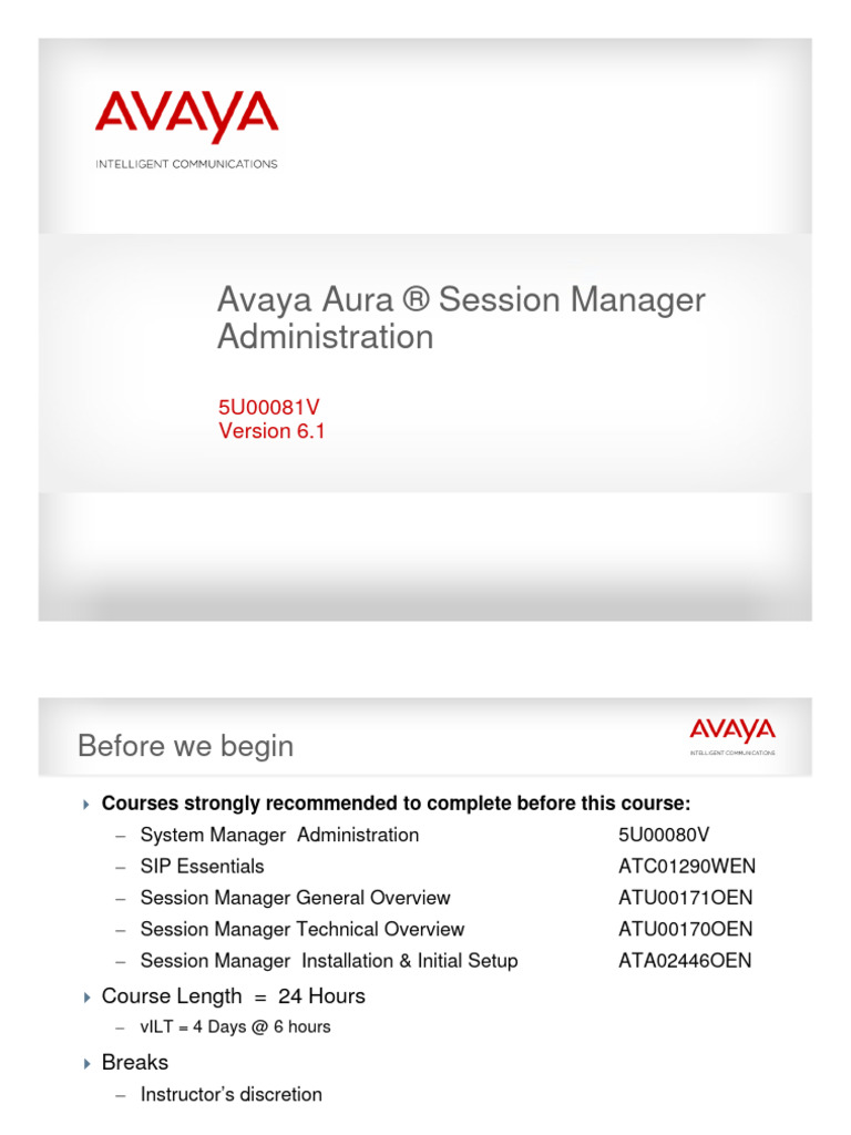 Avaya Session Manager Part 1 Pdf Session Initiation Protocol Port Computer Networking