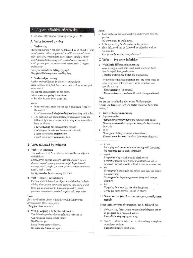 Ing or Inf After Verbs | PDF