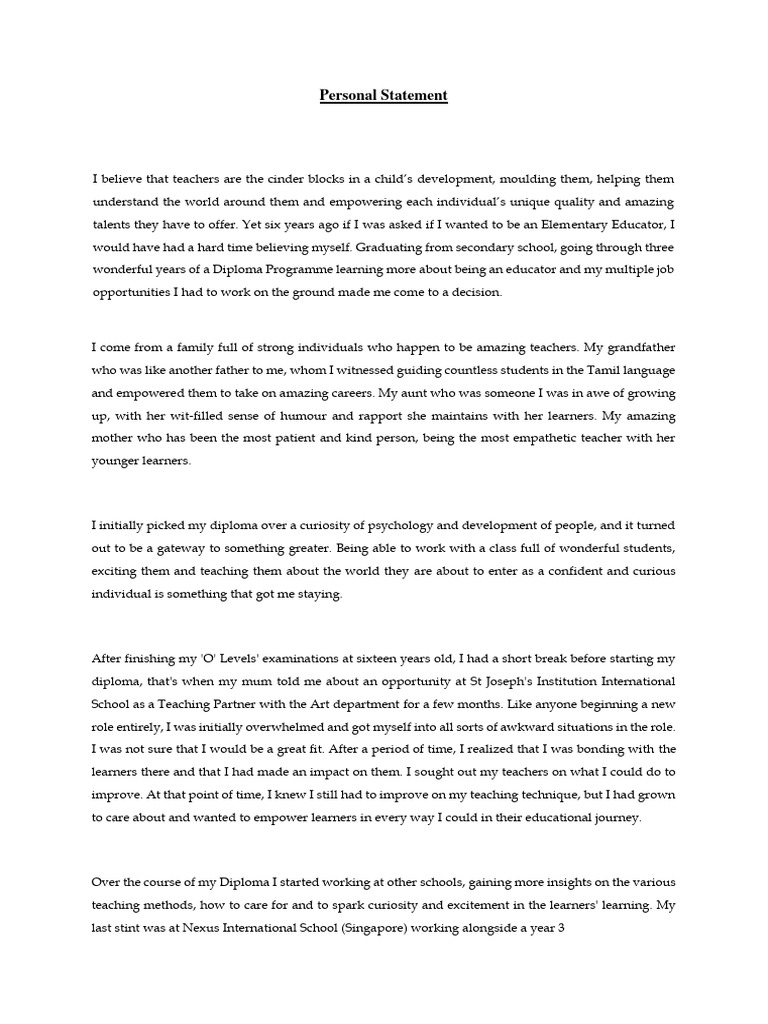 Australia University Personal Statement | PDF | Learning | Teachers