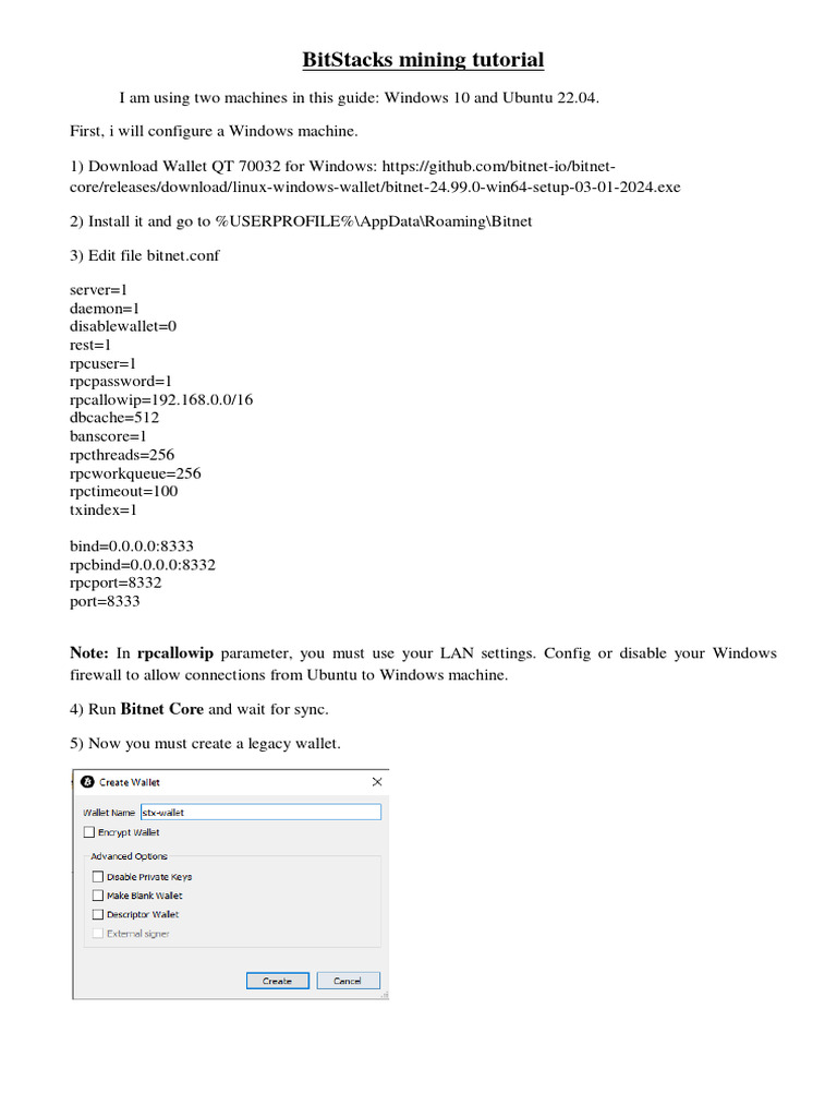 BitStacks Mining Tutorial | PDF | Command Line Interface | Operating System Technology