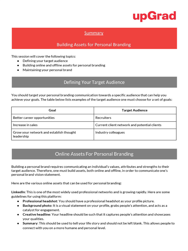 Building A Personal Brand - Summary | PDF | Brand | Linked In
