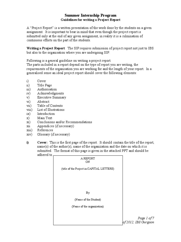 Guidelines For Writing A Project Report - Handout | PDF | Abstract ...