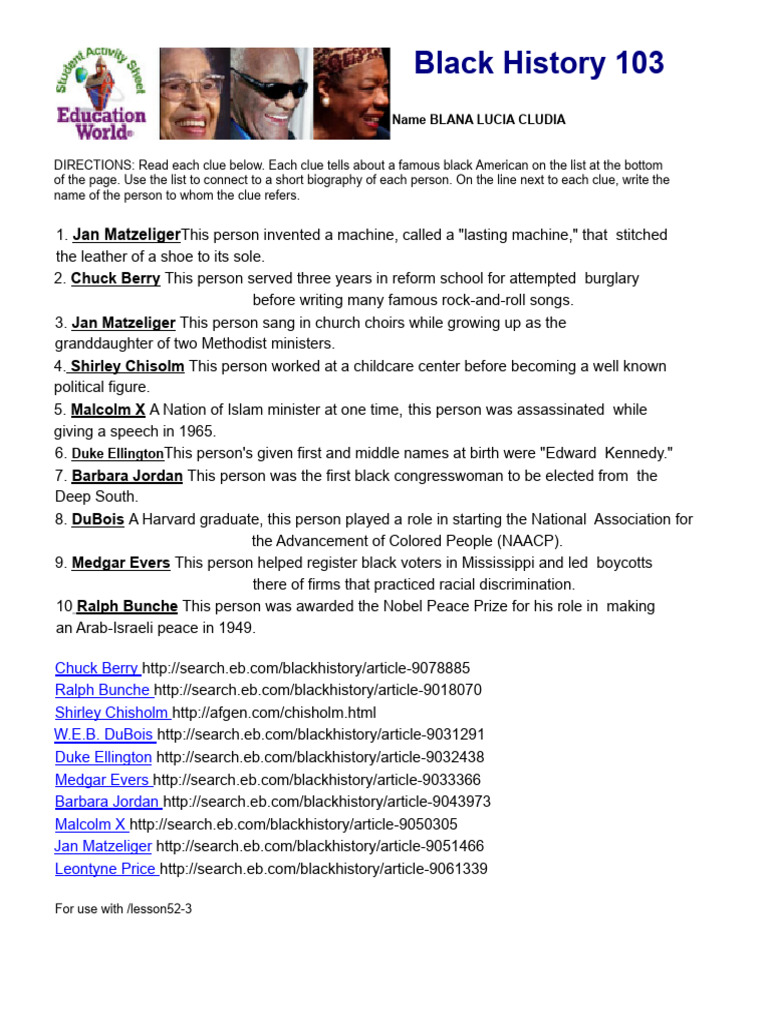 Famous Black Americans Biographies | PDF | Social Science