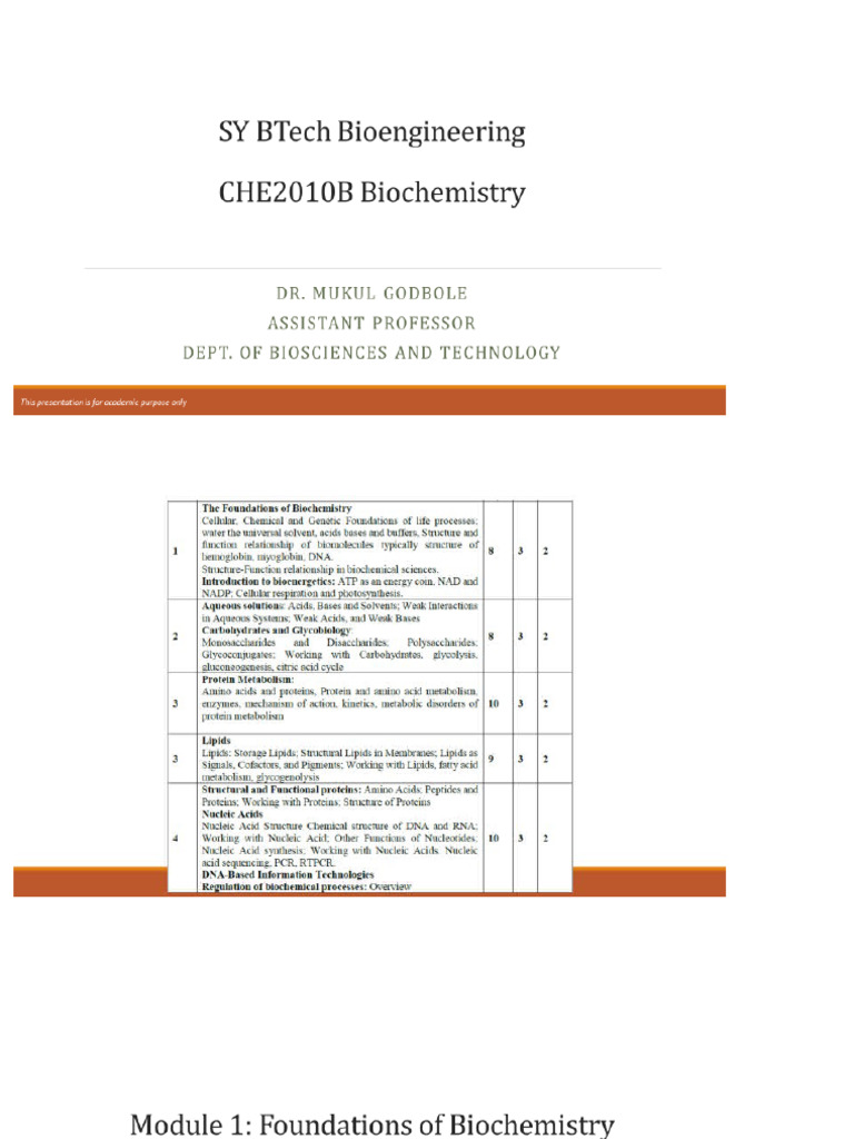 Module 1 - Foundations of Biochemistry | PDF
