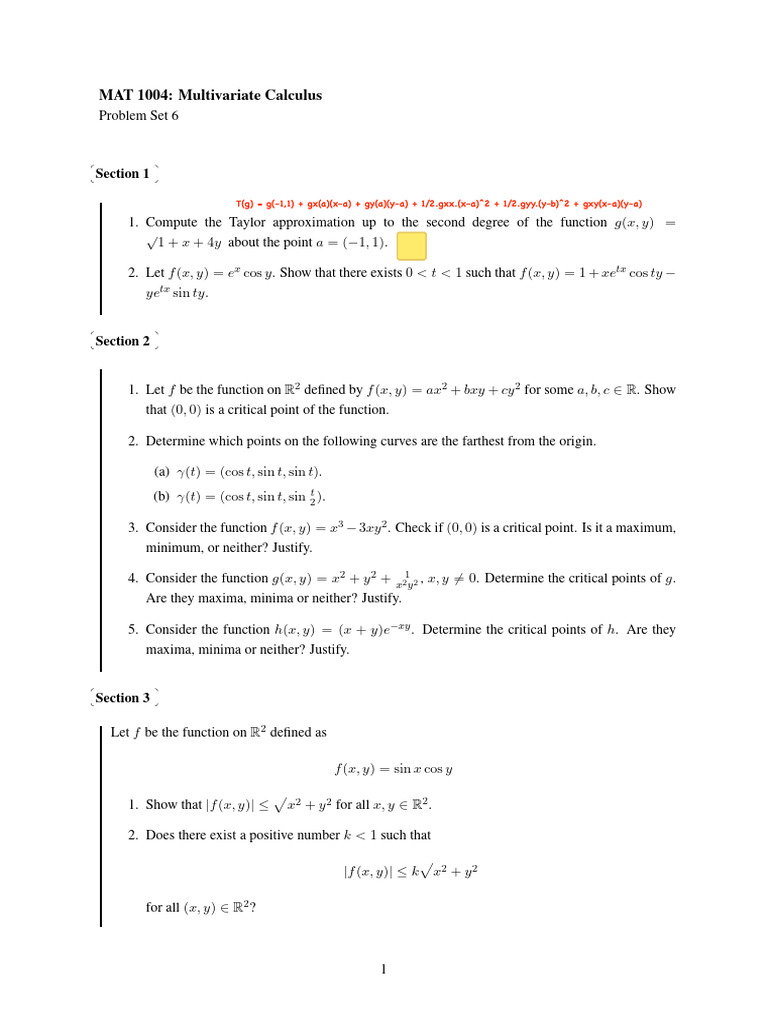 Problem Set 6 | PDF | Calculus | Analysis Problem Set 6 | PDF | Calculus | Analysis