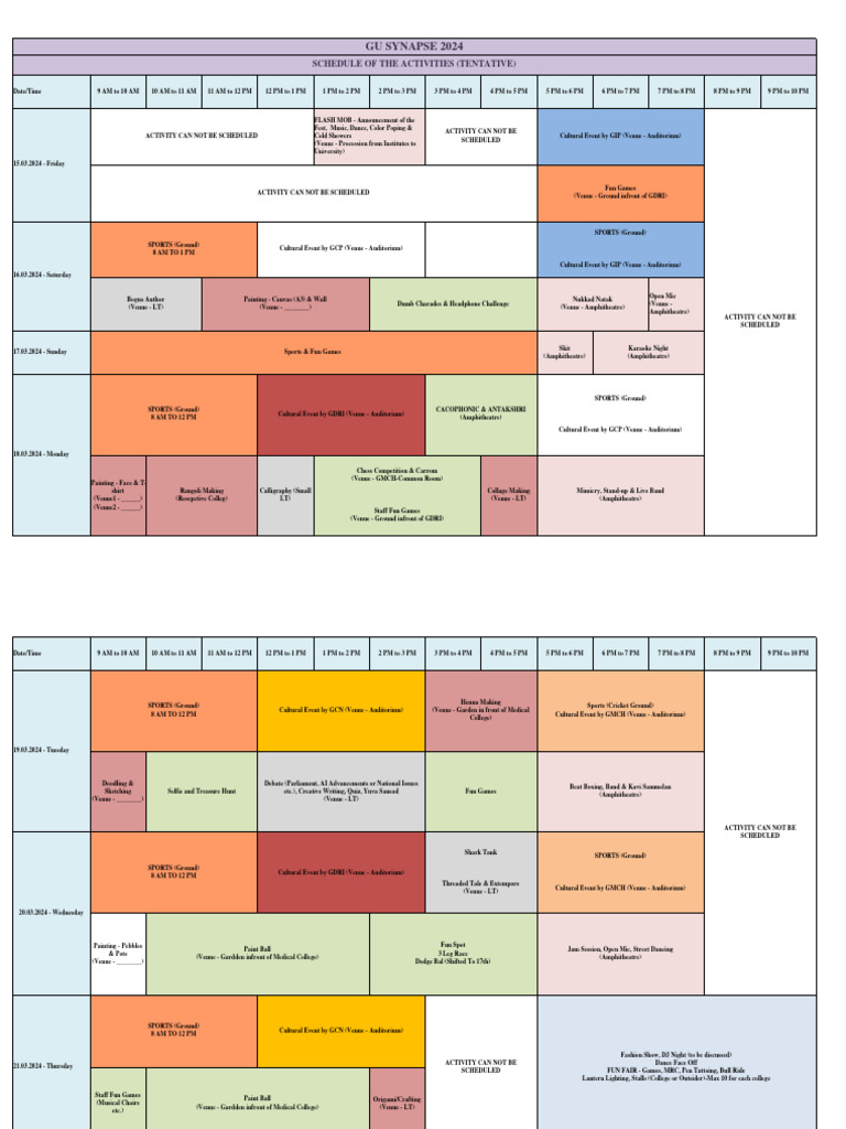 Tentative Schedule of The Event | PDF | Entertainment