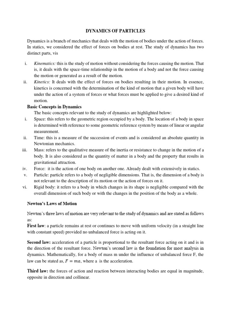 MEE 204 Note 1 | PDF | Classical Mechanics | Force