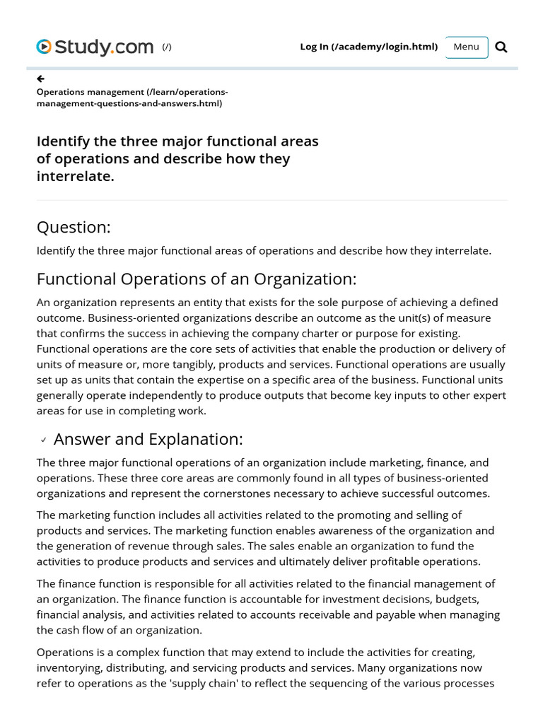 Functional Operations of An Organization | PDF | Market (Economics ...