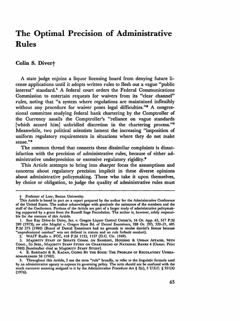 The Optimal Precision of Administrative Rules | PDF | Policy | Economics