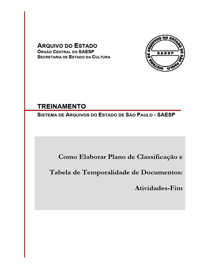 Manual - Plano e TTD Atividade Fim | PDF | Administração pública | Museu