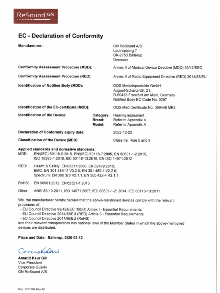 Resound Hearing Aid Document | PDF