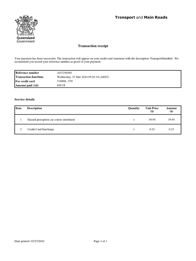 Transaction Receipt 1037256585 | PDF