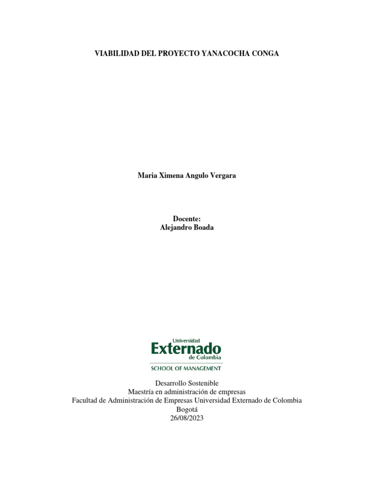 VIABILIDAD DEL PROYECTO YANACOCHA CONGA 2023 Ensayo | PDF ...