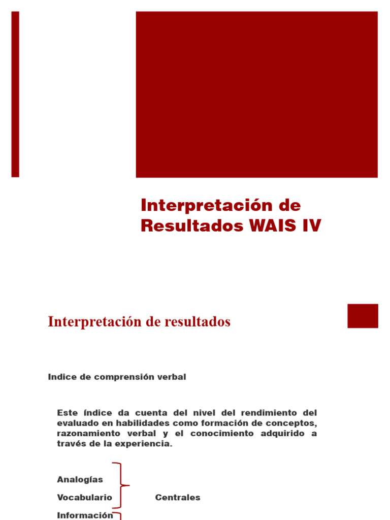 Interpretación de Resultados WAIS IV | PDF | Escala de inteligencia ...