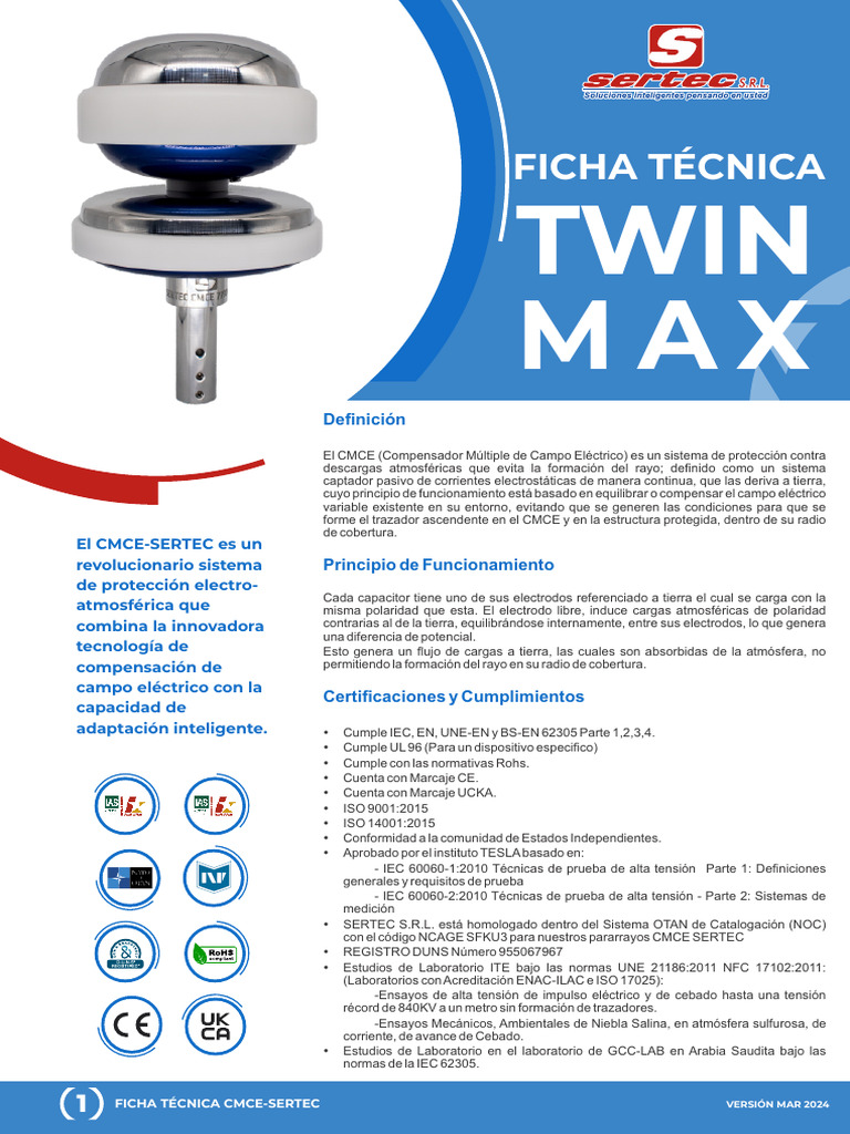Sistema CMCE-SERTEC: Protección Rayo | PDF | Relámpago | voltaje