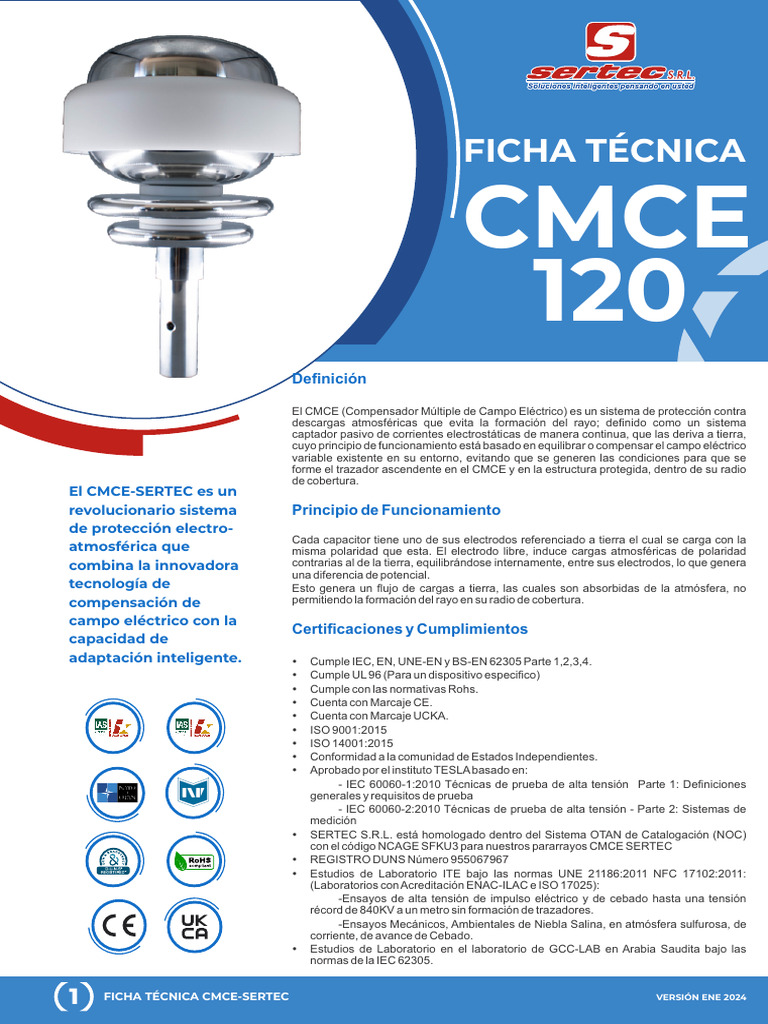 Ficha Tecnica CMCE - 120 - 2 | PDF | Relámpago | Ingenieria Eléctrica