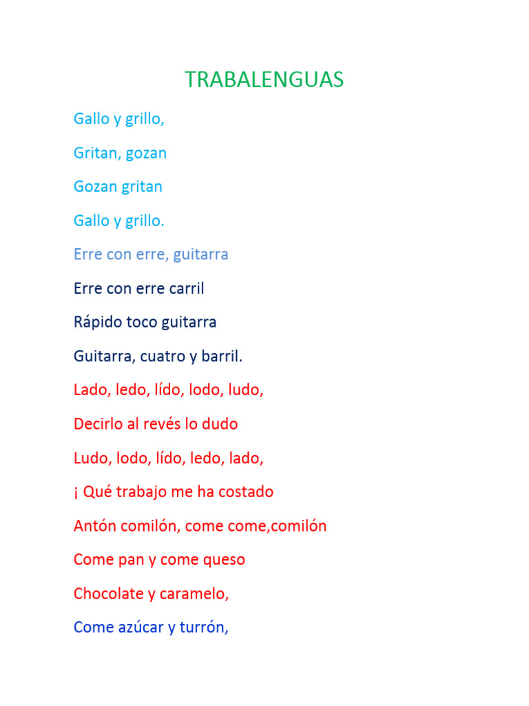 TRABALENGUAS | PDF | Arte