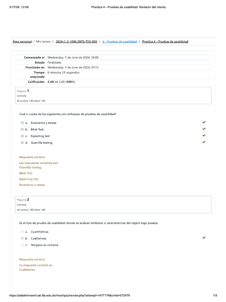 Practica 4 - Pruebas de Usabilidad | PDF