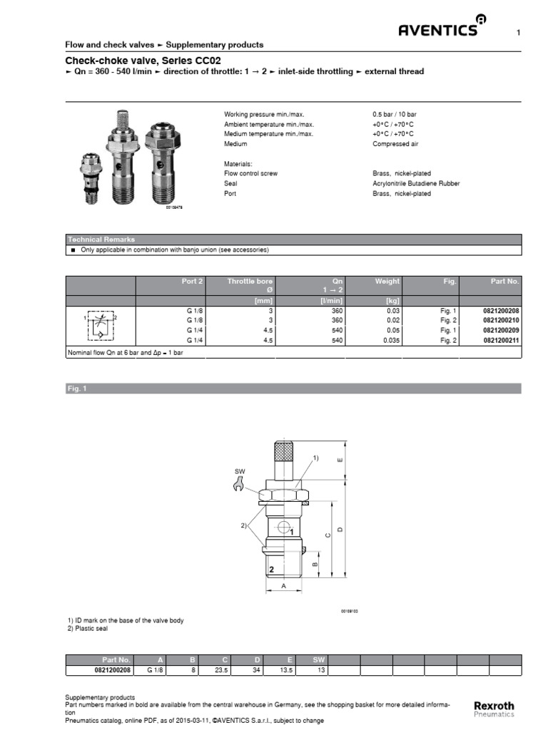 Check-Choke Valve, Series CC02 | PDF | Valve | Gas Technologies