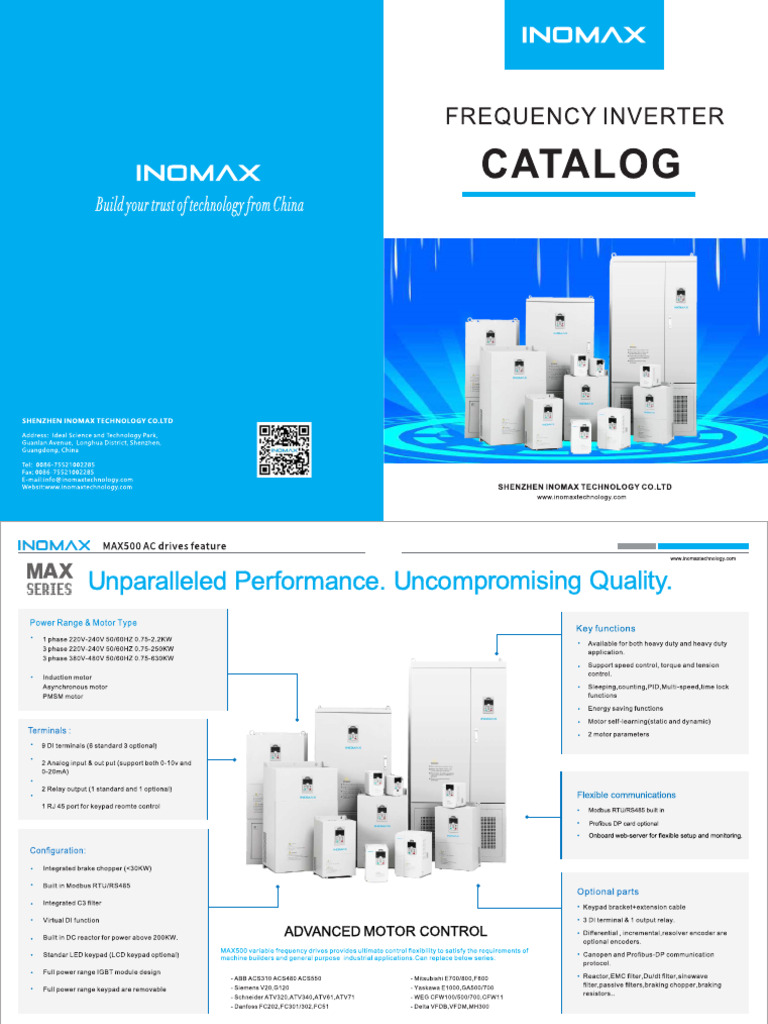 Inomax MAX500 VFD Specifications Guide | PDF | Electrical Engineering ...