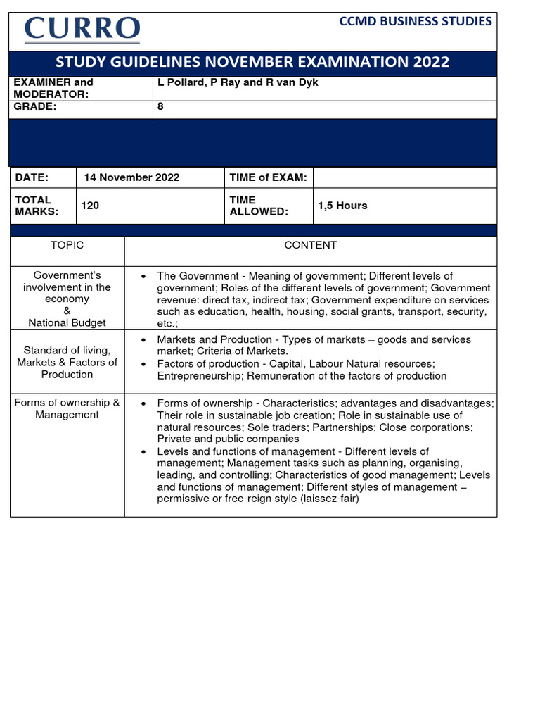 Grade 8 - Business Studies - Demarcation | PDF | Government Budget | Taxes