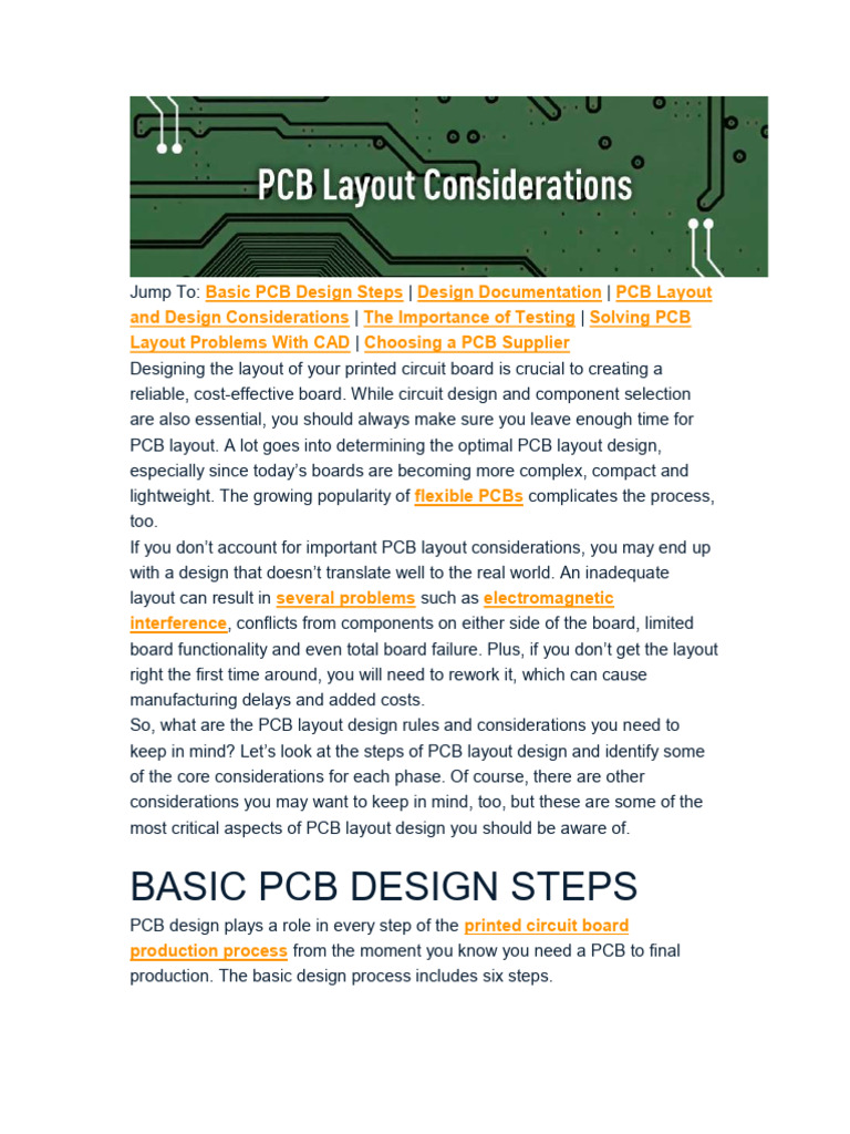 PCB Layout Considerations | PDF | Printed Circuit Board | Electromagnetic Interference